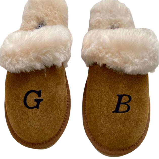 Natural Adult Slippers: Personalised Monogram